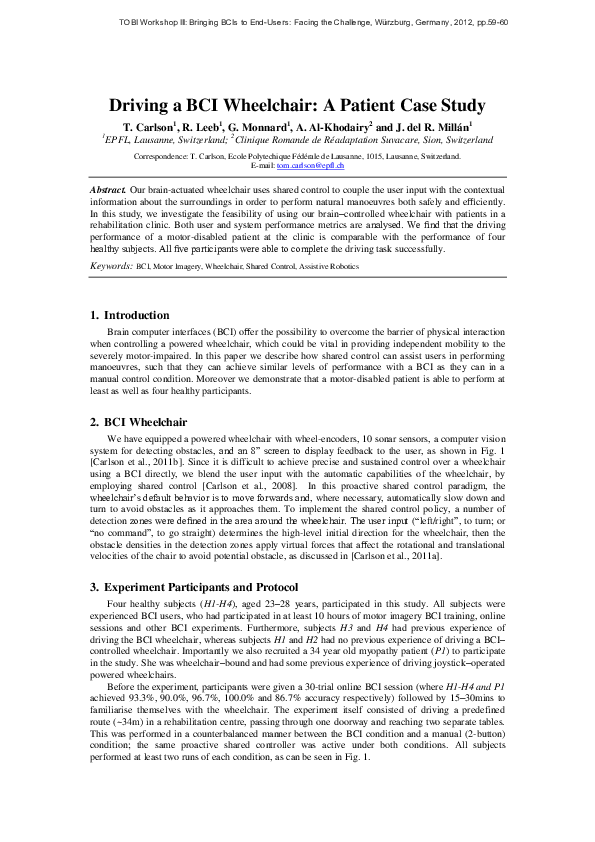 (PDF) Driving a BCI Wheelchair: A Patient Case Study