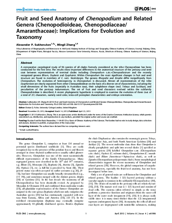 (PDF) Fruit and Seed Anatomy of Chenopodium and Related Genera ...