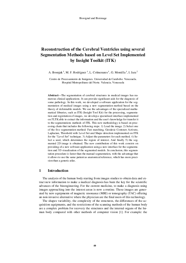 (PDF) Reconstruction of the Cerebral Ventricles using Several ...