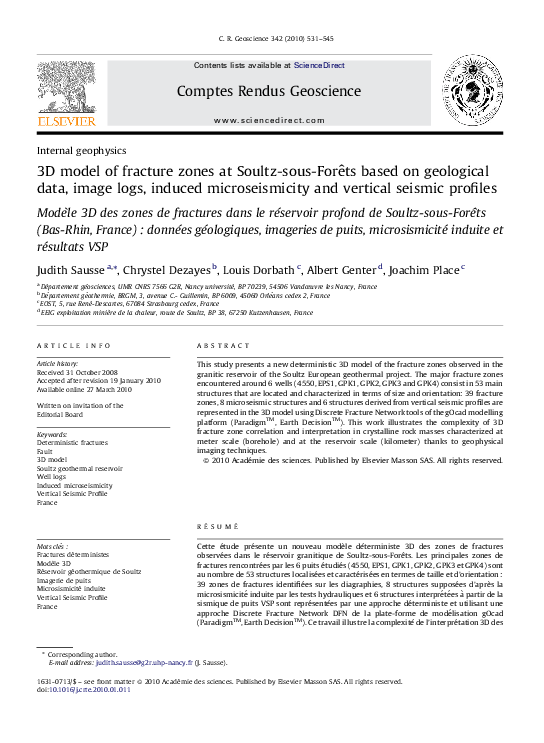 (PDF) 3D model of fracture zones at Soultz-sous-Forêts based on ...