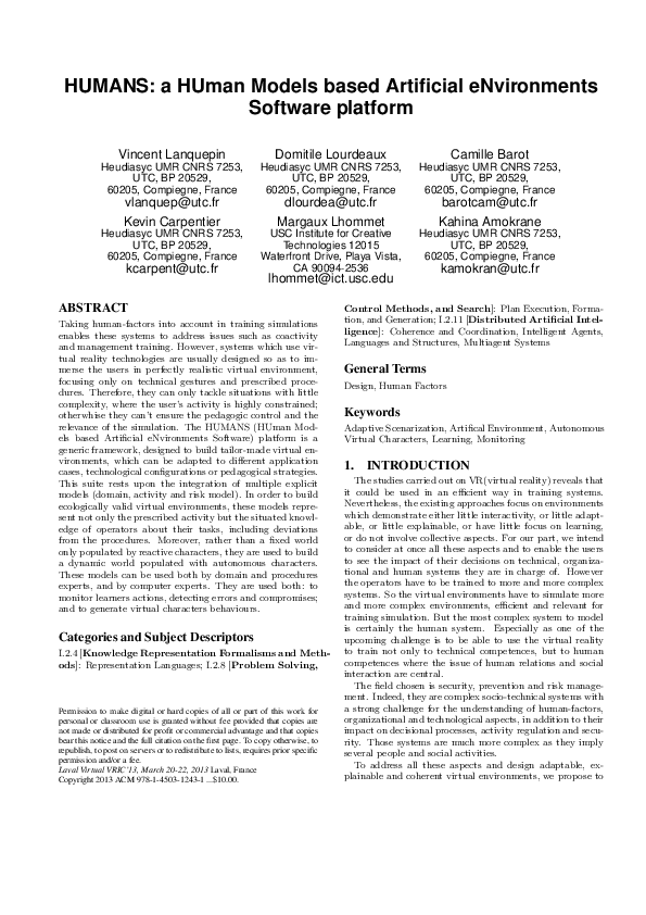(PDF) HUMANS (a HUman Models based Artificial eNvironments software ...