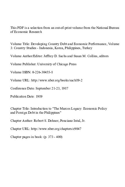 (PDF) Introduction to "The Marcos Legacy: Economic Policy and Foreign ...