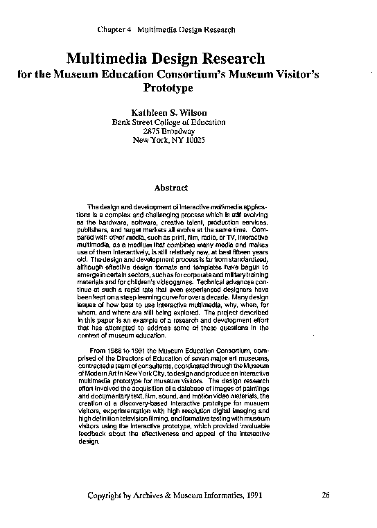 (PDF) Multimedia Design Research for the Museum Education Consortium's ...