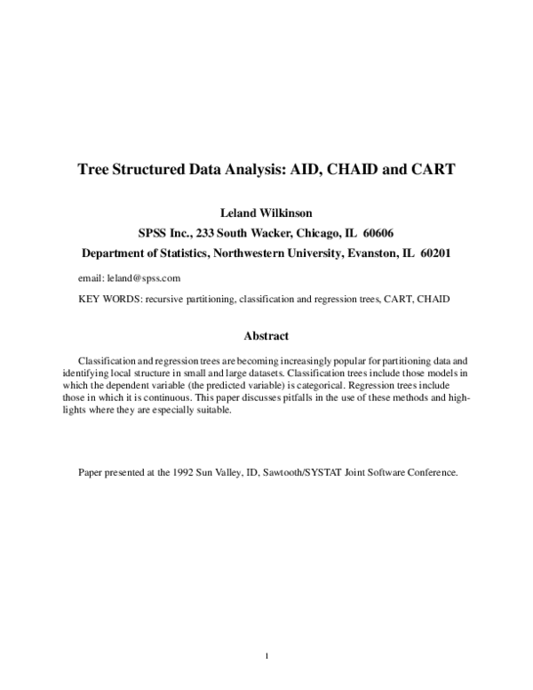(PDF) Tree Structured Data Analysis: AID, CHAID and CART