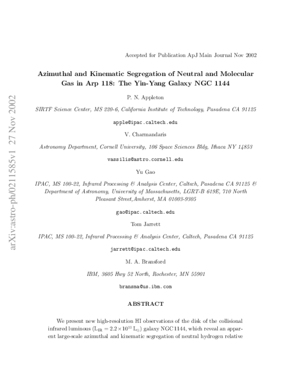 (PDF) Azimuthal and Kinematic Segregation of Neutral and Molecular Gas ...
