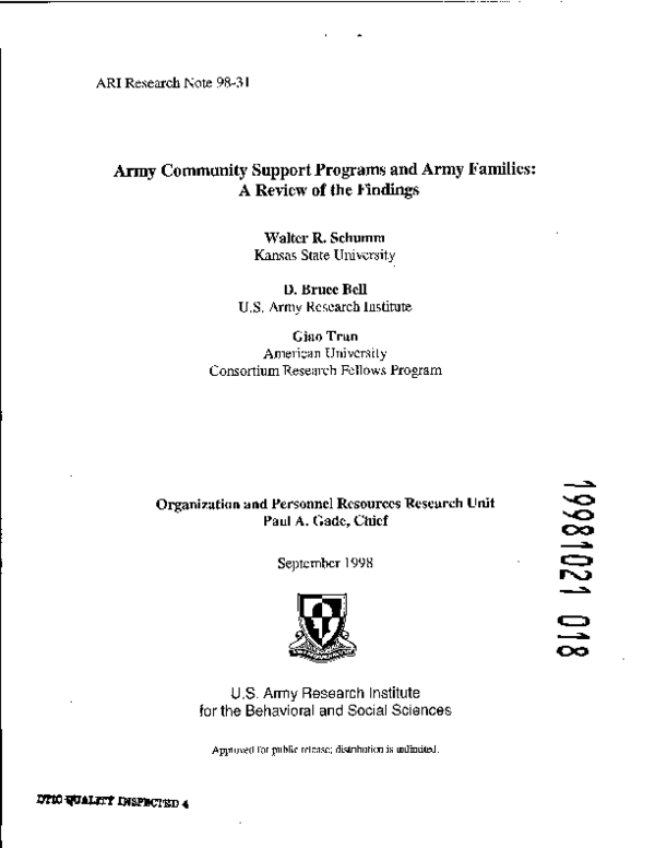 (PDF) Army Community Support Programs and Army Families: A Review of ...