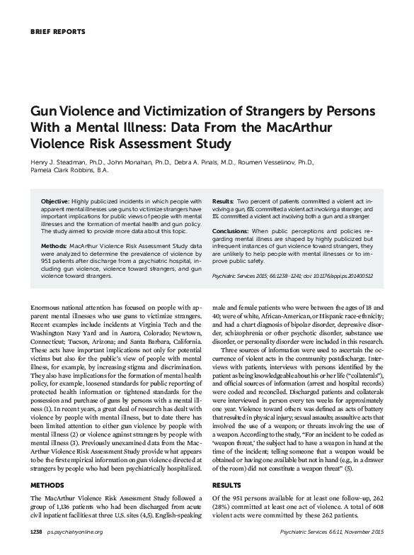 (PDF) Gun Violence and Victimization of Strangers by Persons With a ...