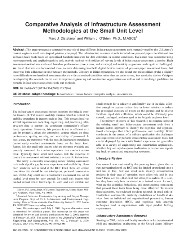 (PDF) Comparative Analysis of Infrastructure Assessment Methodologies ...