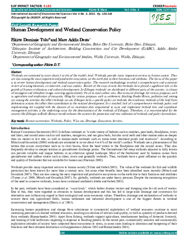 (PDF) Human Development and Wetland Conservation Policy
