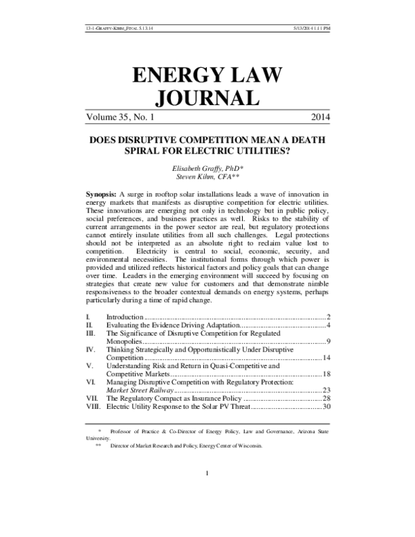 (PDF) Does Disruptive Competition Mean a Death Spiral for Electric ...