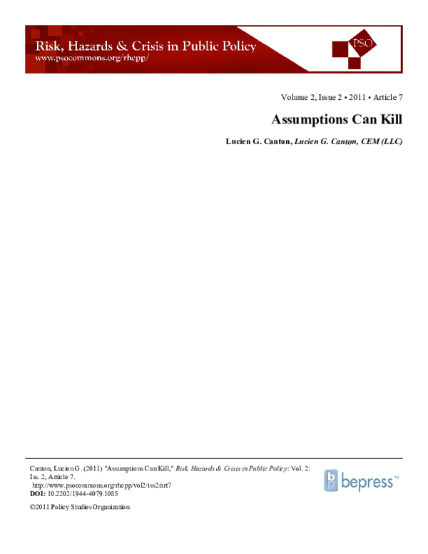 (PDF) Assumptions Can Kill