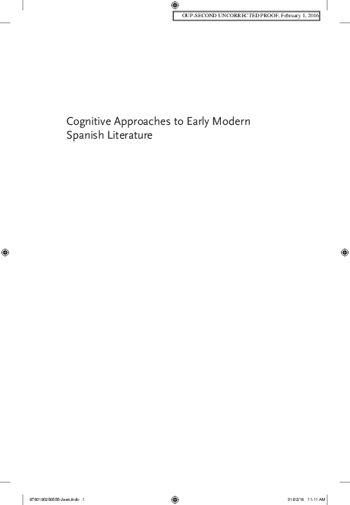 (PDF) Cognitive Approaches to Early Modern Spanish Literature