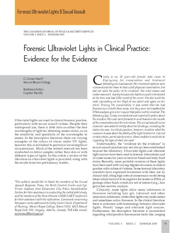 (PDF) Forensic Ultraviolet Lights in Clinical Practice: Evidence for ...