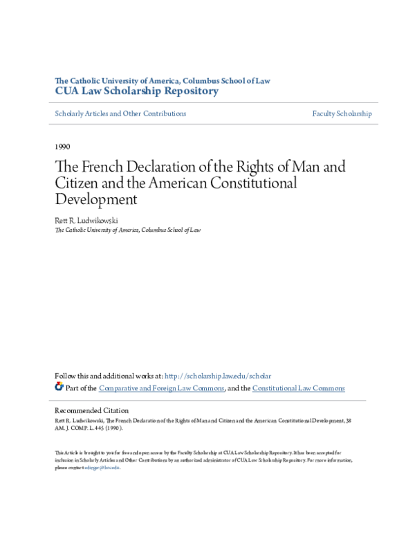 (PDF) The French Declaration of the Rights of Man and Citizen and the ...