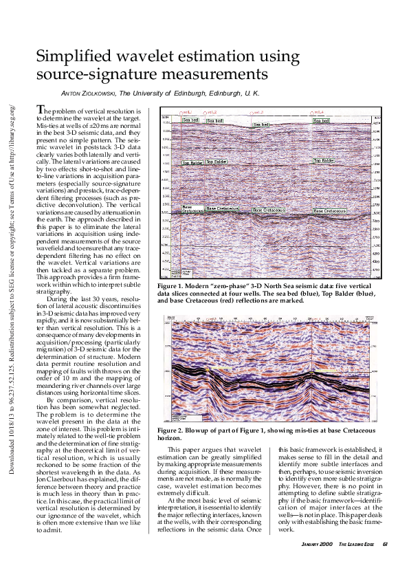 Pdf Simplified Wavelet Estimation Using Source Signature Measurements
