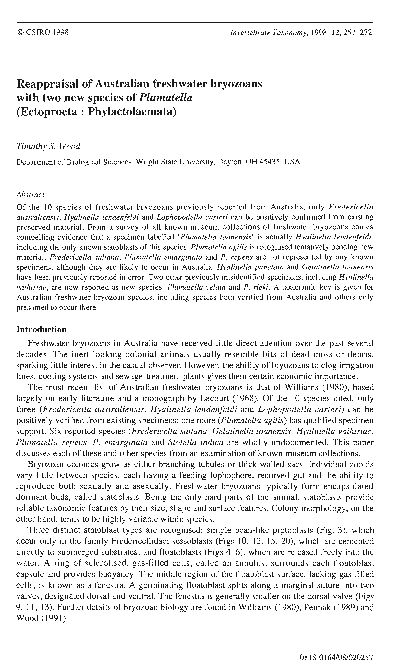 (PDF) Reappraisal of Australian freshwater bryozoans with two new ...