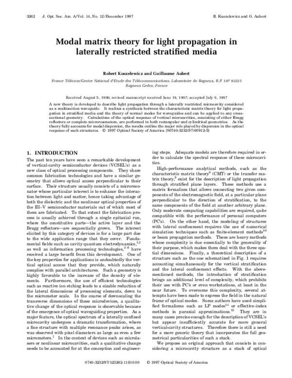 (PDF) Modal matrix theory for light propagation in laterally restricted ...