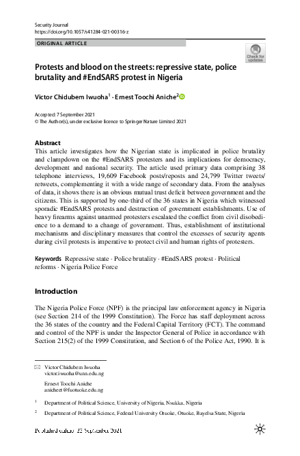 (PDF) Protests and blood on the streets: repressive state, police ...