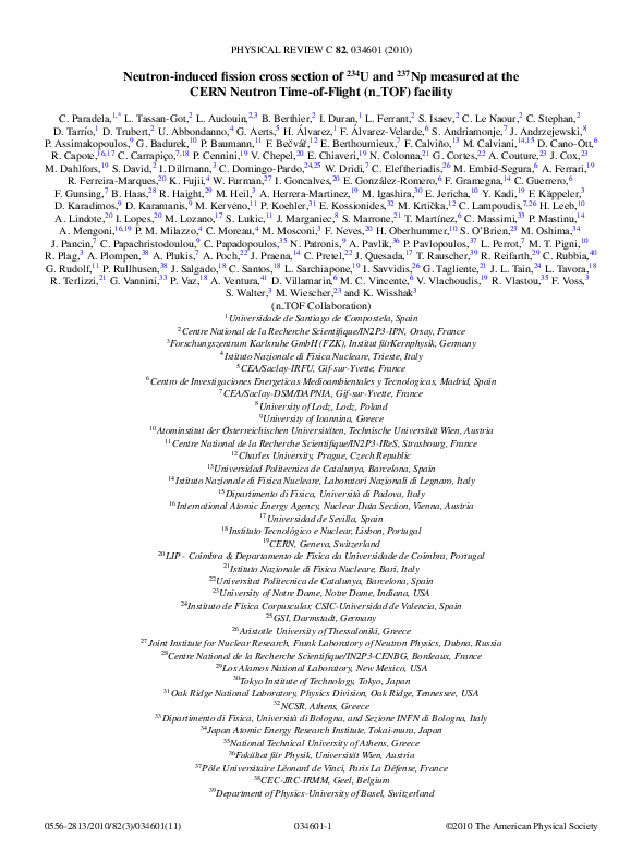 (PDF) Neutron-induced fission cross section of ^{234}U and ^{237}Np ...