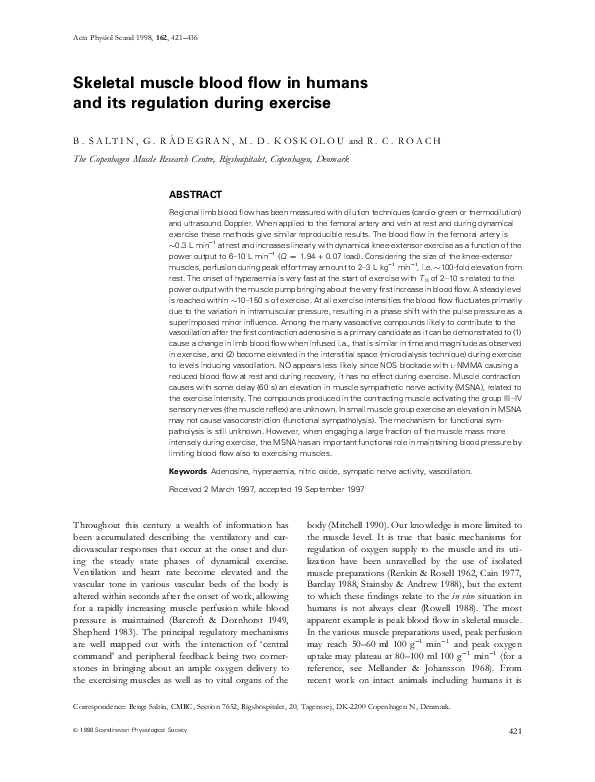 (PDF) Skeletal muscle blood flow in humans and its regulation during ...