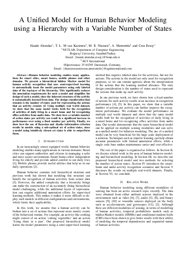(PDF) A Unified Model for Human Behavior Modeling Using a Hierarchy ...