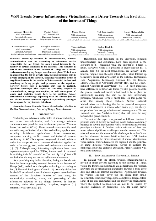 (PDF) Wsn trends: Sensor infrastructure virtualization as a driver towards the evolution of the ...