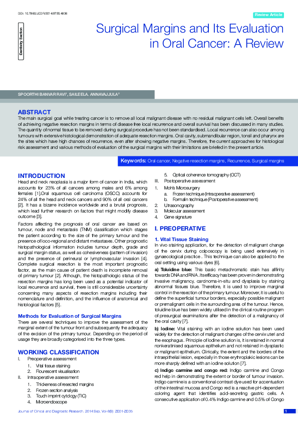 (PDF) Surgical margins and its evaluation in oral cancer: a review