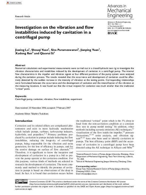 (PDF) Investigation on the vibration and flow instabilities induced by ...