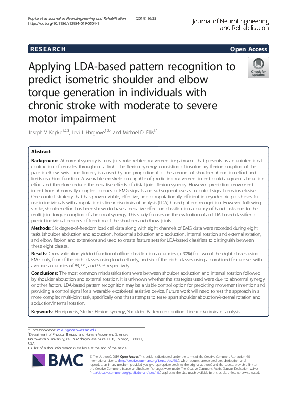 (PDF) Applying LDA-based pattern recognition to predict isometric ...