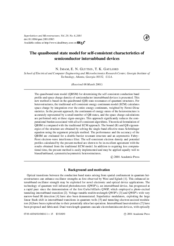 (PDF) The quasibound state model for self-consistent characteristics of semiconductor ...
