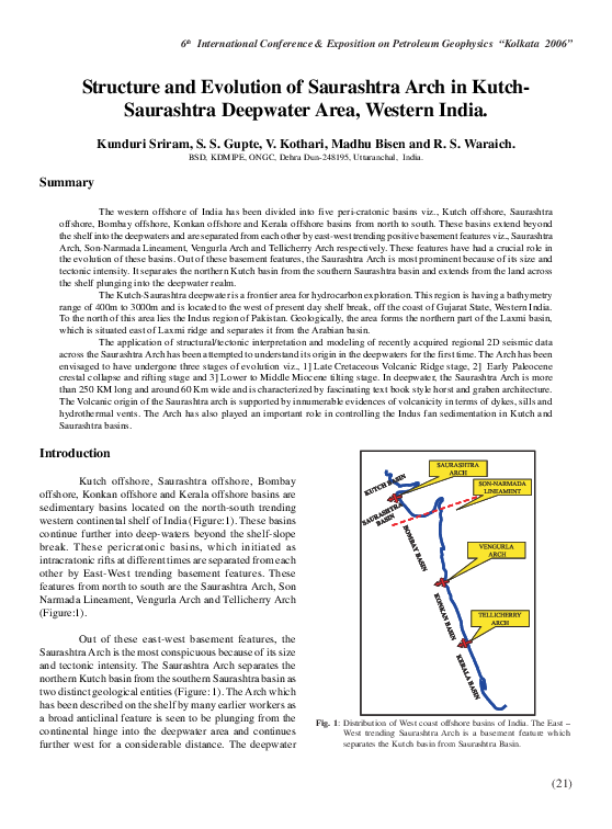 (PDF) Structure and Evolution of Saurashtra Arch in Kutch- Saurashtra ...