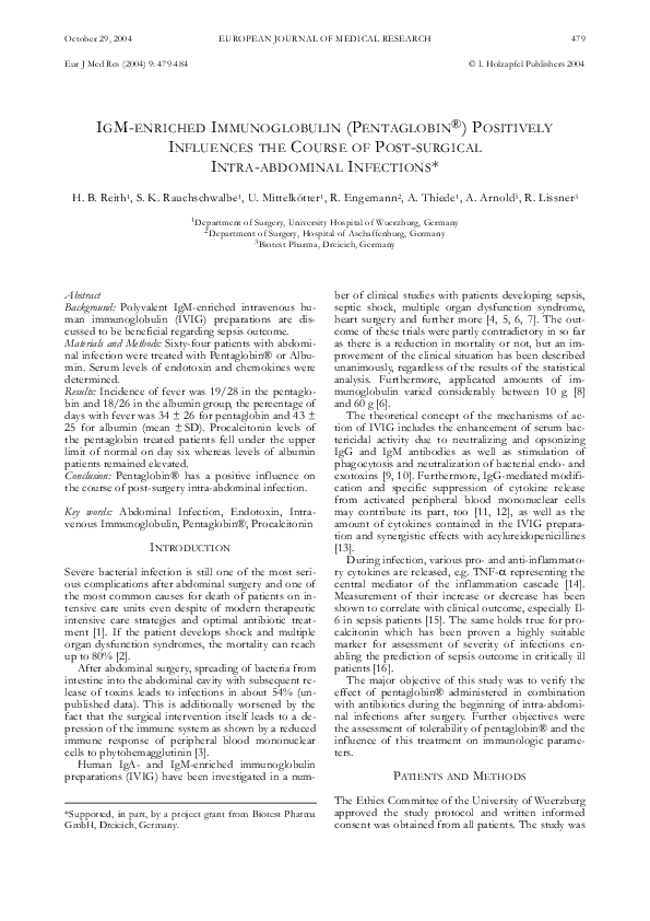 (PDF) IgM-enriched immunoglobulin (pentaglobin) positively influences ...
