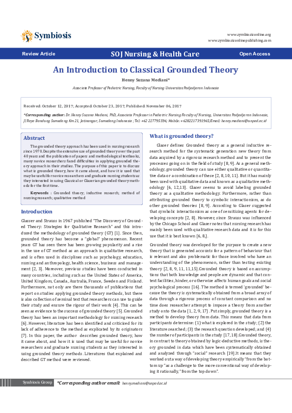 (PDF) An Introduction to Classical Grounded Theory
