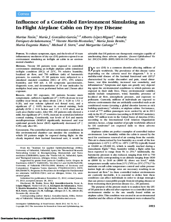 (PDF) Influence of a Controlled Environment Simulating an In-Flight ...