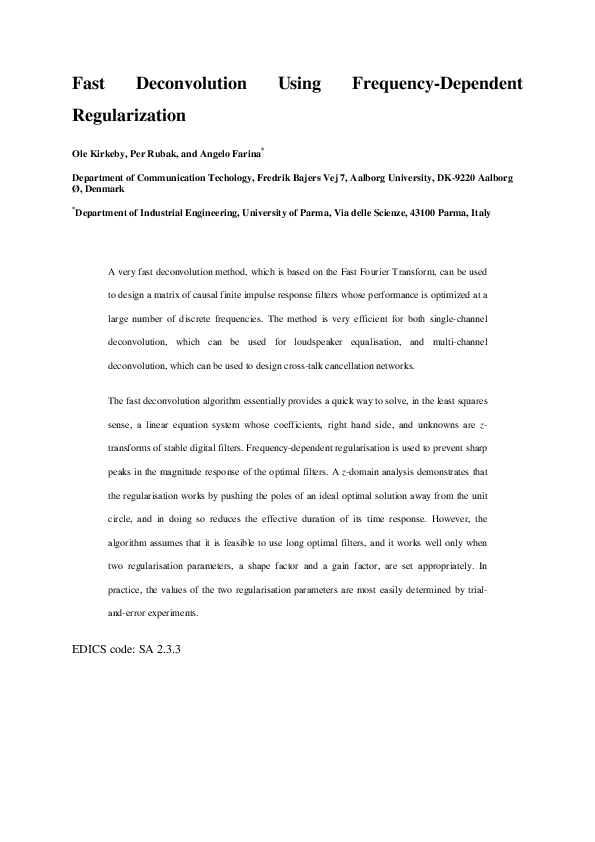 Pdf Fast Deconvolution Using Frequency Dependent Regularization