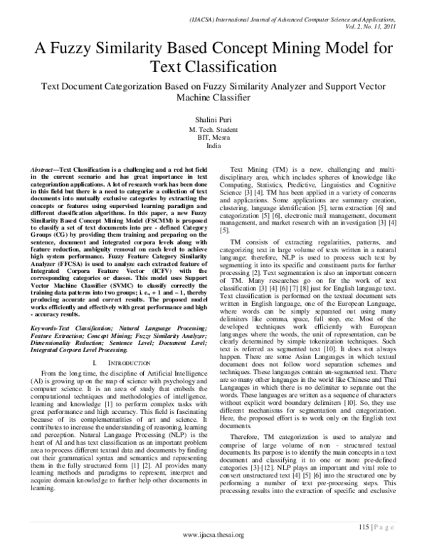 Pdf A Fuzzy Similarity Based Concept Mining Model For Text Classification