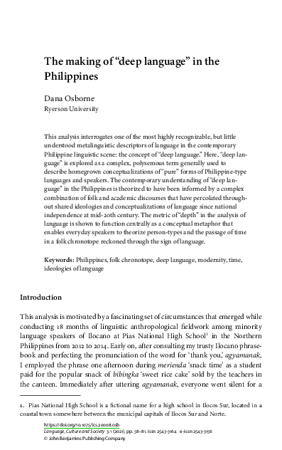 (PDF) The Making of "Deep Language" in the Philippines