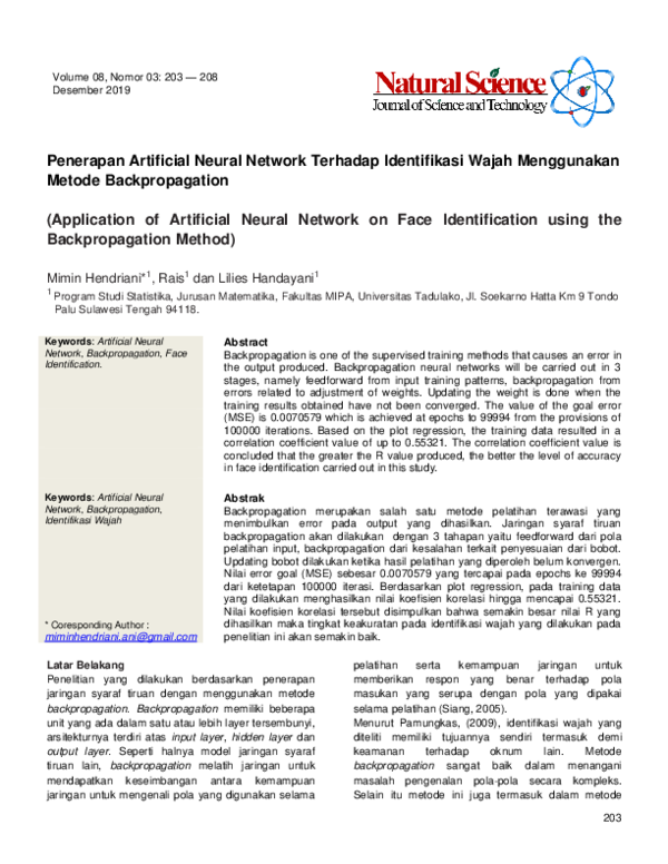(PDF) Penerapan Artificial Neural Network Terhadap Identifikasi Wajah Menggunakan Metode ...