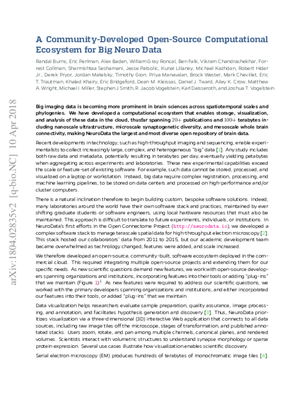 (PDF) A community-developed open-source computational ecosystem for big neuro data | Khaled ...
