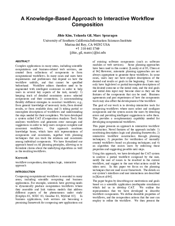 (PDF) A knowledge-based approach to interactive workflow composition