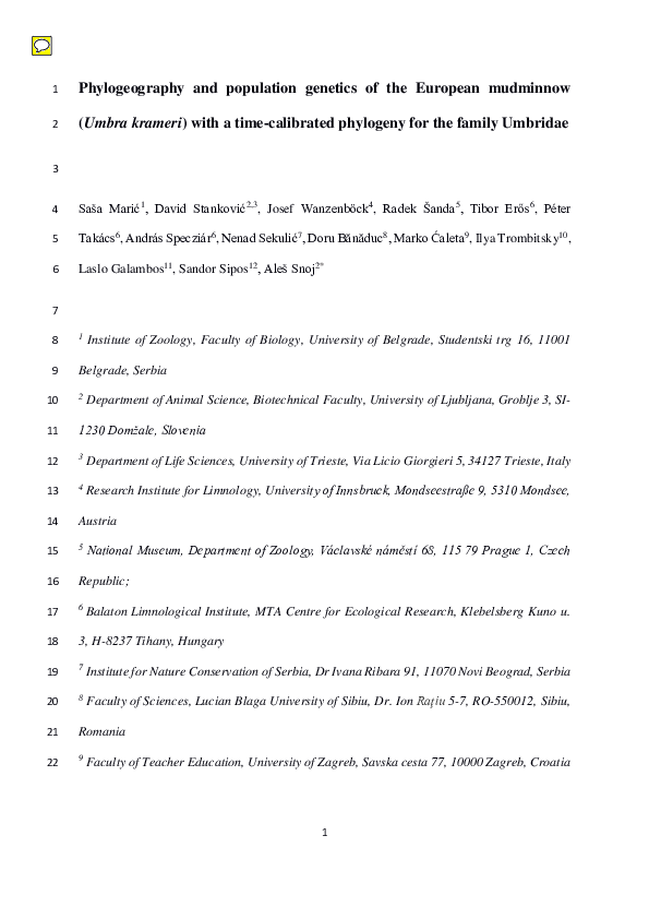 (PDF) Phylogeography and population genetics of the European mudminnow ...