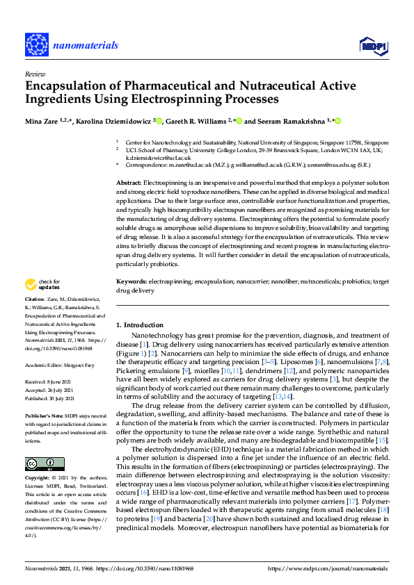 (PDF) Encapsulation of Pharmaceutical and Nutraceutical Active ...