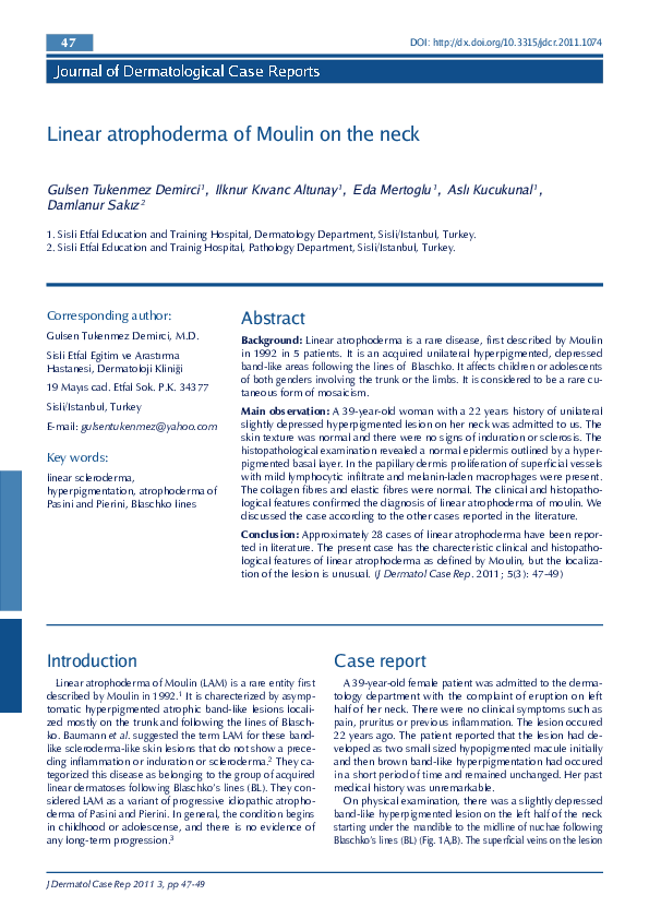 (PDF) Linear atrophoderma of Moulin on the neck