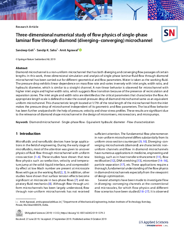 (PDF) Three-dimensional numerical study of flow physics of single-phase laminar flow through ...