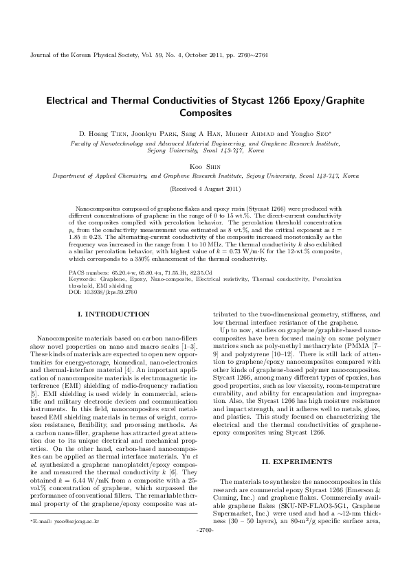 (PDF) Electrical and Thermal Conductivities of Stycast 1266 Epoxy ...