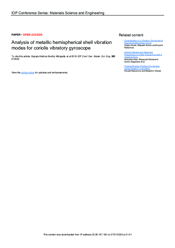 (PDF) Analysis of metallic hemispherical shell vibration modes for ...
