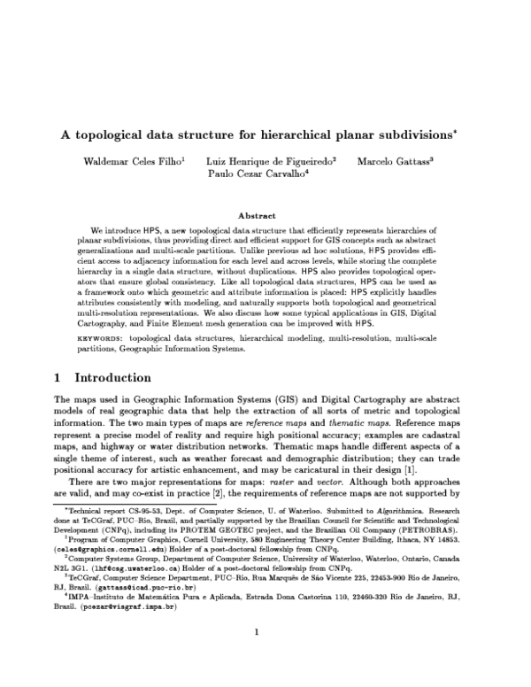 Pdf A Topological Data Structure For Hierarchical Planar Subdivisions