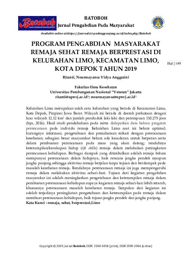 (PDF) Program Pengabdian Masyarakat Remaja Sehat Remaja Berprestasi DI ...