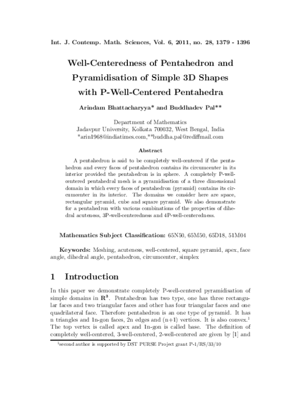 (PDF) Well-Centeredness of Pentahedron and Pyramidisation of Simple 3D ...