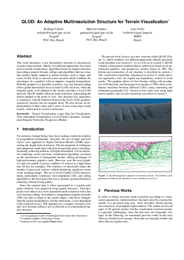 (PDF) QLOD: An Adaptive Multiresolution Structure for Terrain Visualization